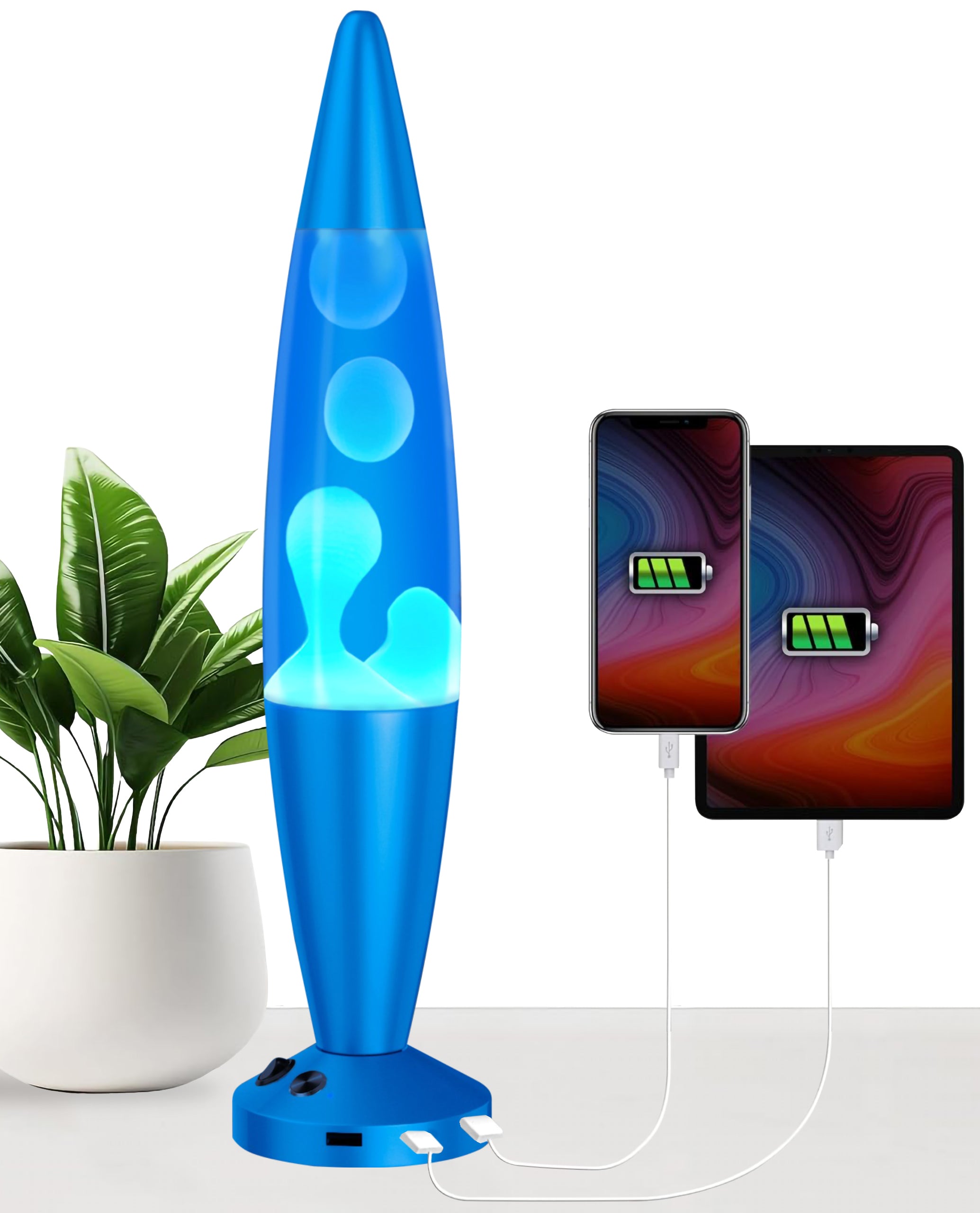 JAMBO 16" Liquid Motion Lava Lamp with USB & Auto Shut-Off – Blue Base ...